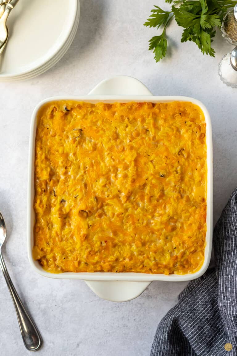 Cheesy Corn and Rice Casserole - Leftovers Then Breakfast