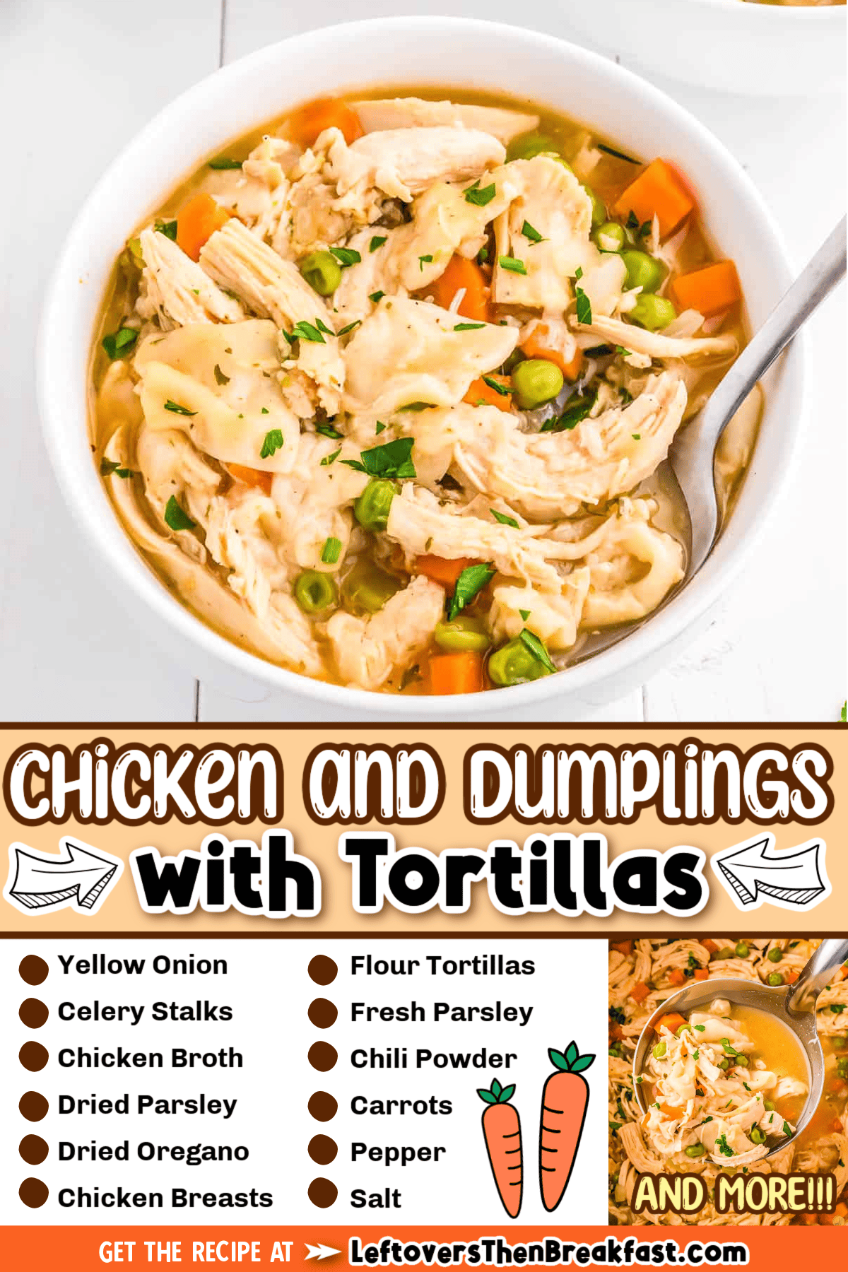 Chicken and Dumplings with Tortillas - Leftovers Then Breakfast