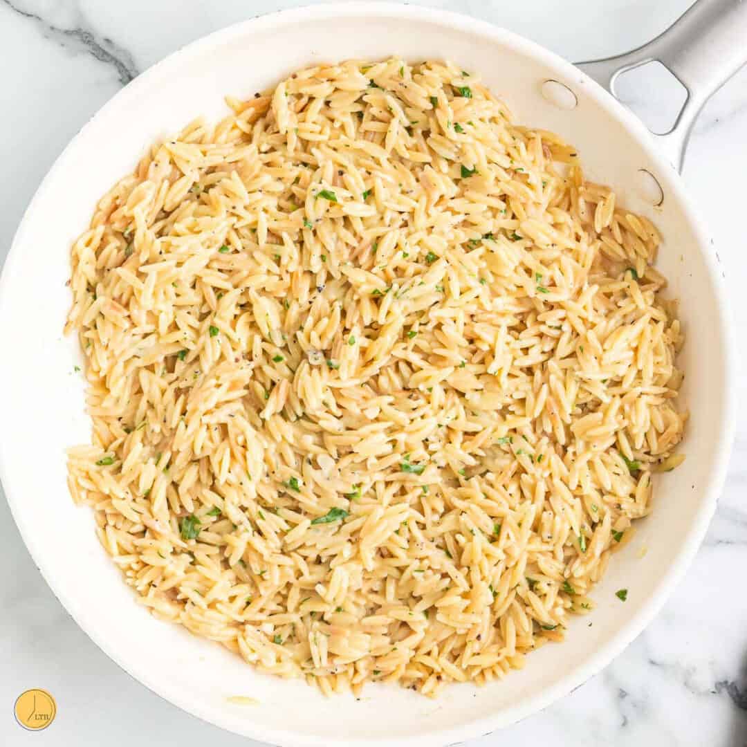 Creamy Garlic Parmesan Orzo - Leftovers Then Breakfast
