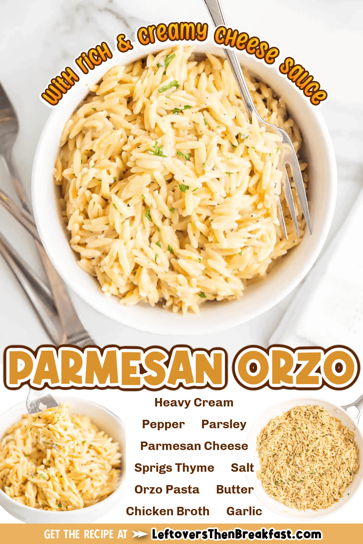 Creamy Garlic Parmesan Orzo - Leftovers Then Breakfast