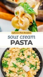 Sour Cream Pasta with Spinach - Leftovers Then Breakfast